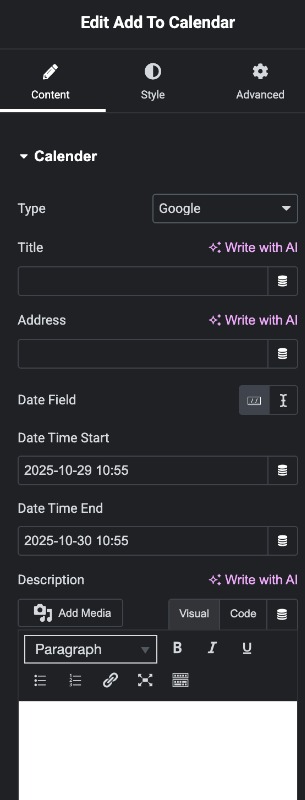 Add To Calendar - WP Builder Addons