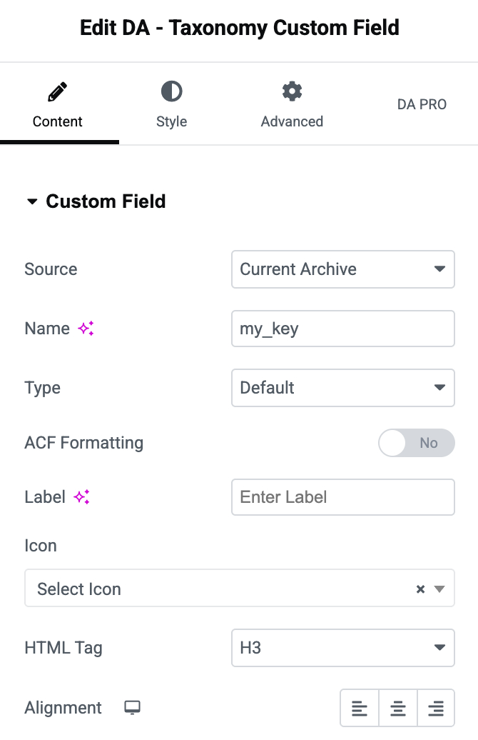 DA - Taxonomy Custom Field - WP Builder Addons